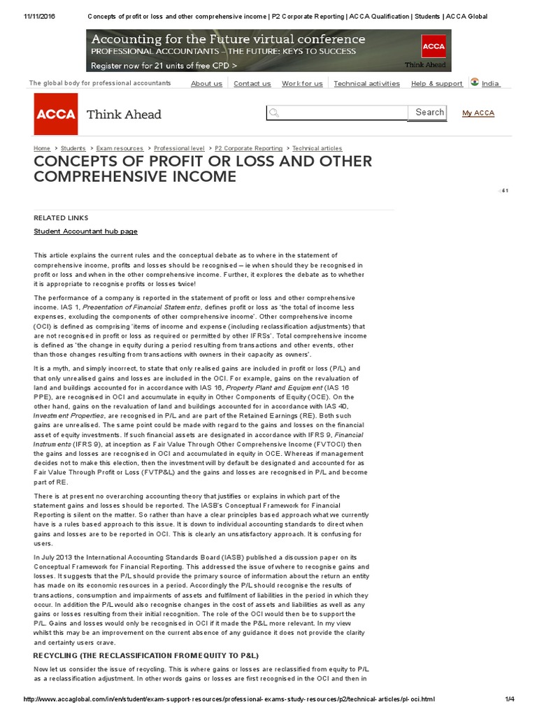 OCI and P&L Reclassification Explained | PDF | International Financial ...