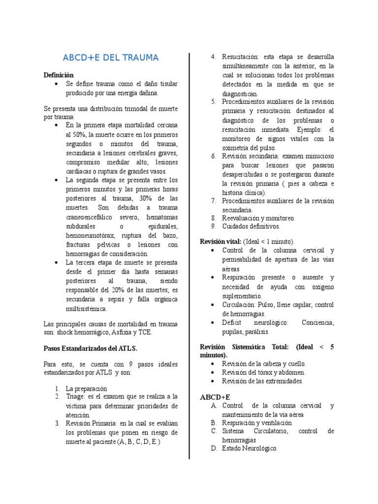 ABCD Trauma Resumen | PDF | Lesión | Pulmón
