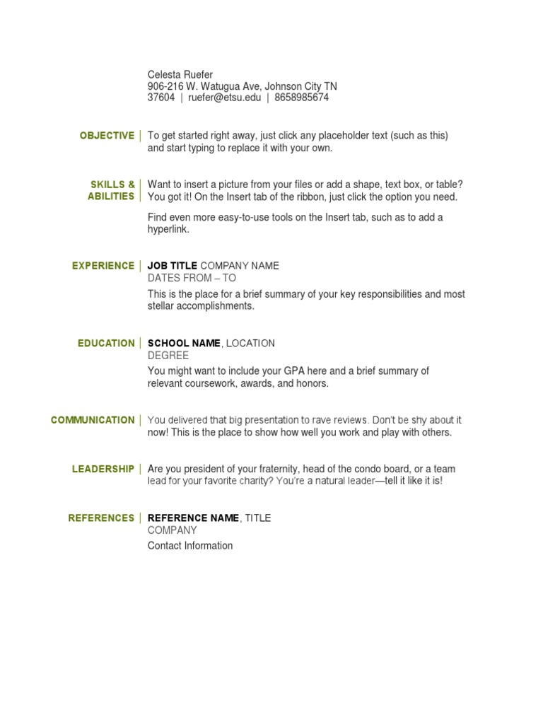 Fake Resume Celesta Ruefer | PDF