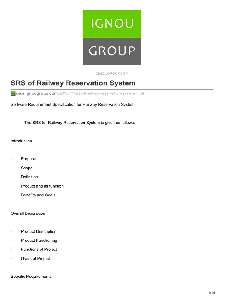 SRS of Railway Reservation System | PDF | User (Computing) | Databases