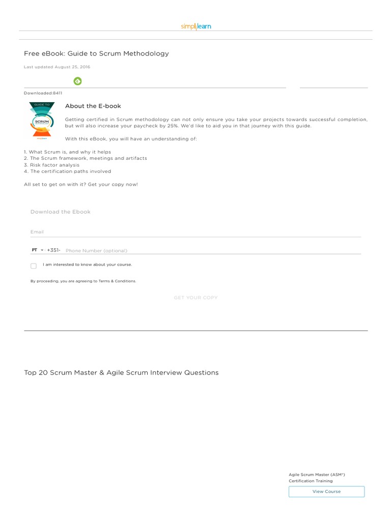 Top 20 Scrum Master And Agile Scrum Interview Questions Simplilearn Pdf Scrum Software 