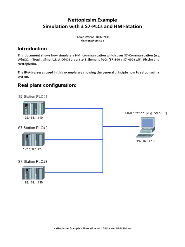 Nettoplcsim Example Simulation With 3 S7-PLCs and HMI-Station | PDF | Ip Address | Internet ...