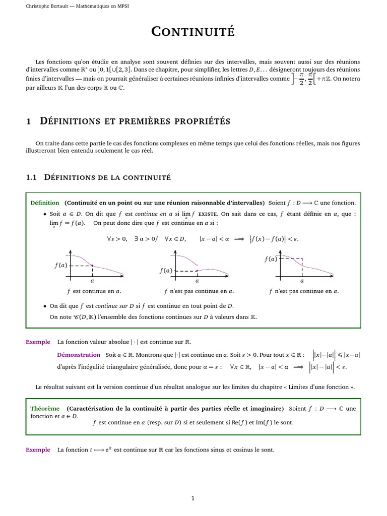 Cours - Continuite PDF | PDF | Fonction monotone | Continuité