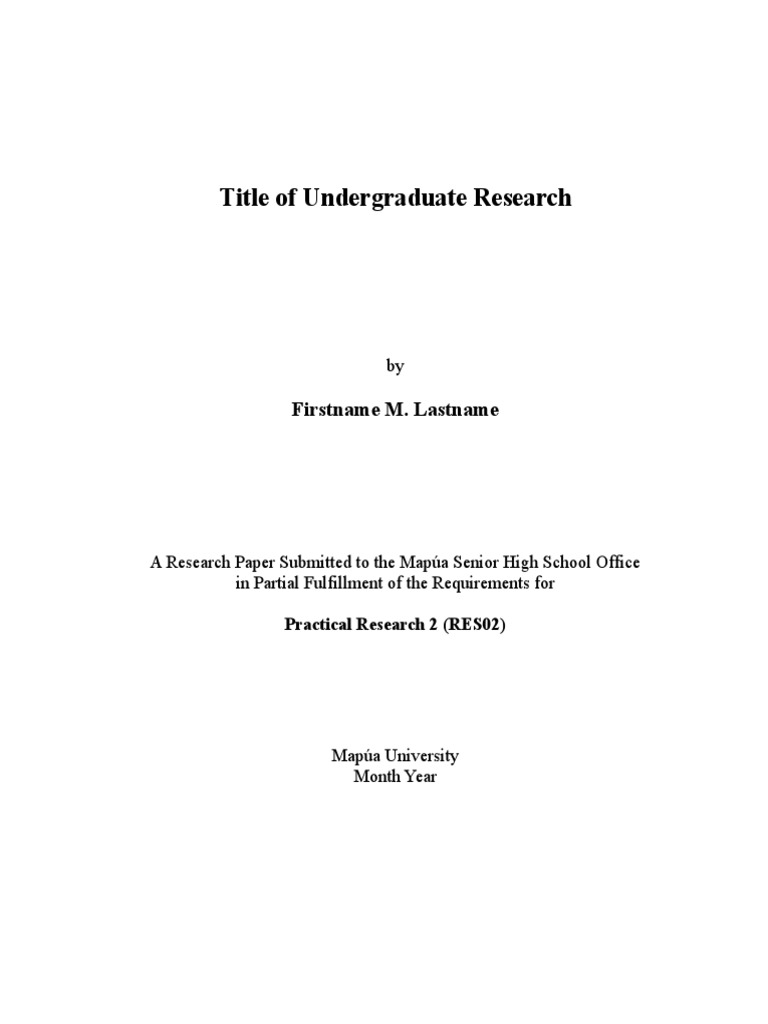 SHS Research Format Sample | Abstract (Summary) | Science