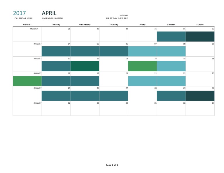 Any Year One-Month Calendar1 | PDF