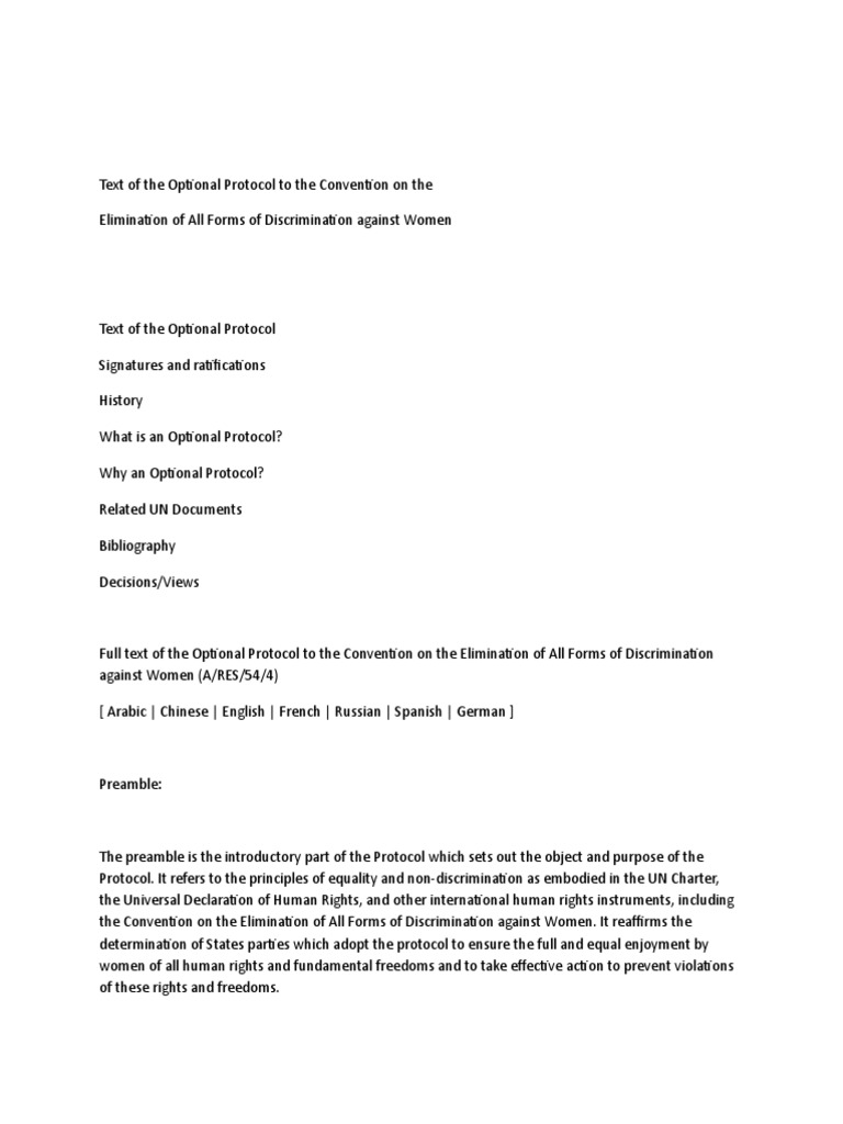 CEDAW | PDF | Convention On The Elimination Of All Forms Of ...