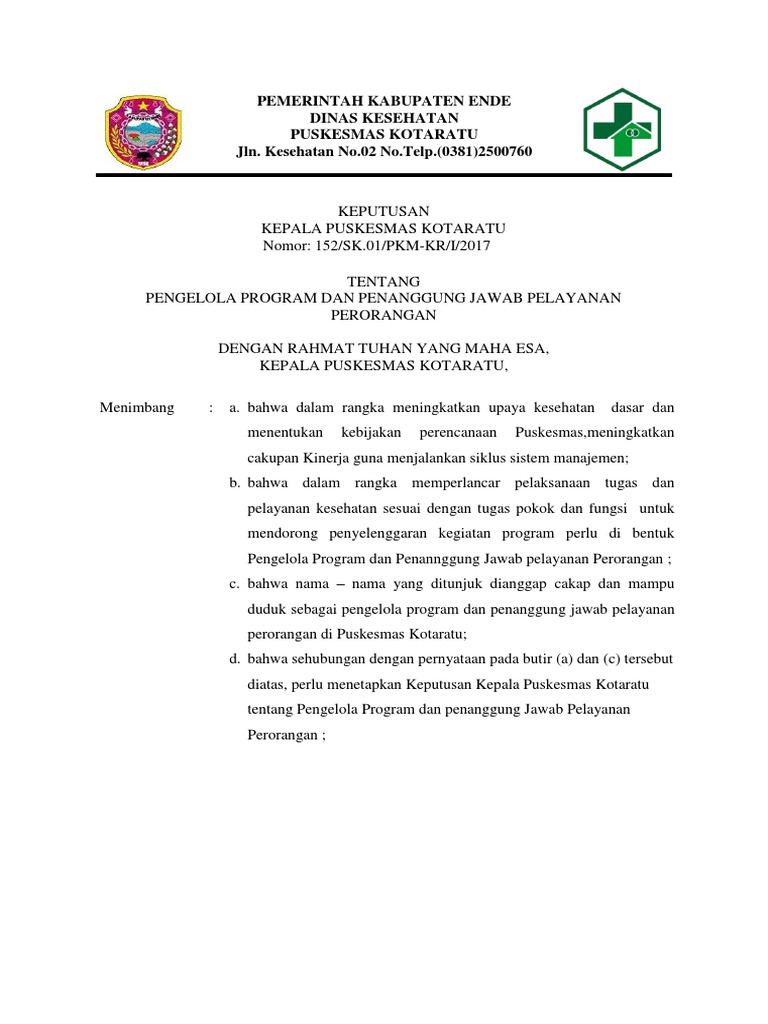 SK PJ Pengelola Program | PDF