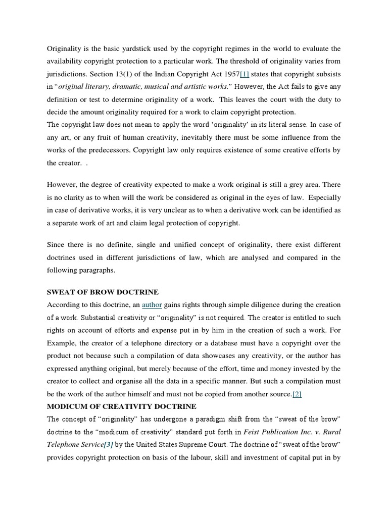 Originality | PDF | Intellectual Property Law | Copyright
