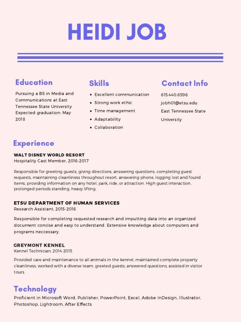Heidi Job: Education Skills Contact Info | PDF | Career & Growth