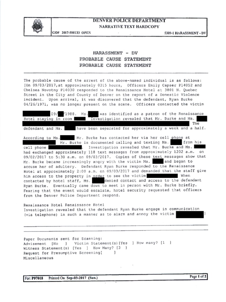 Ryan Burke Probable Cause Statement