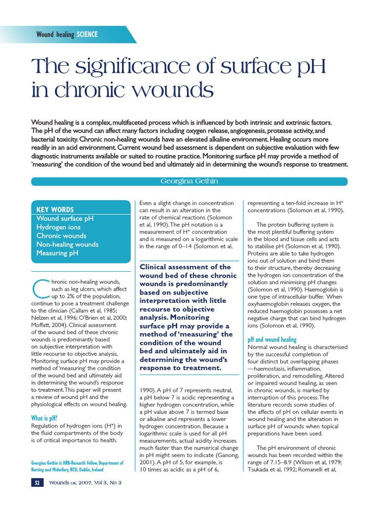 The Significance of Surface PH in Chronic Wounds | Wound | Hemoglobin