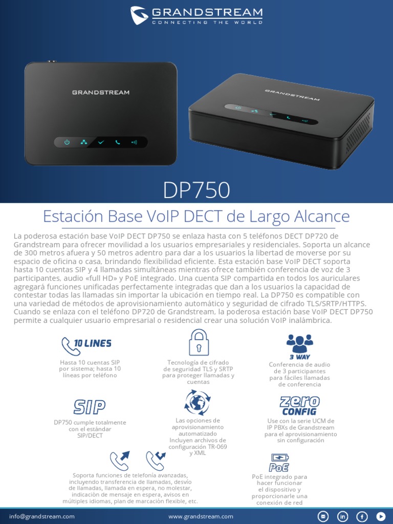 Estación Base VoIP DECT DP750 | PDF | Voz sobre IP | protocolo de ...