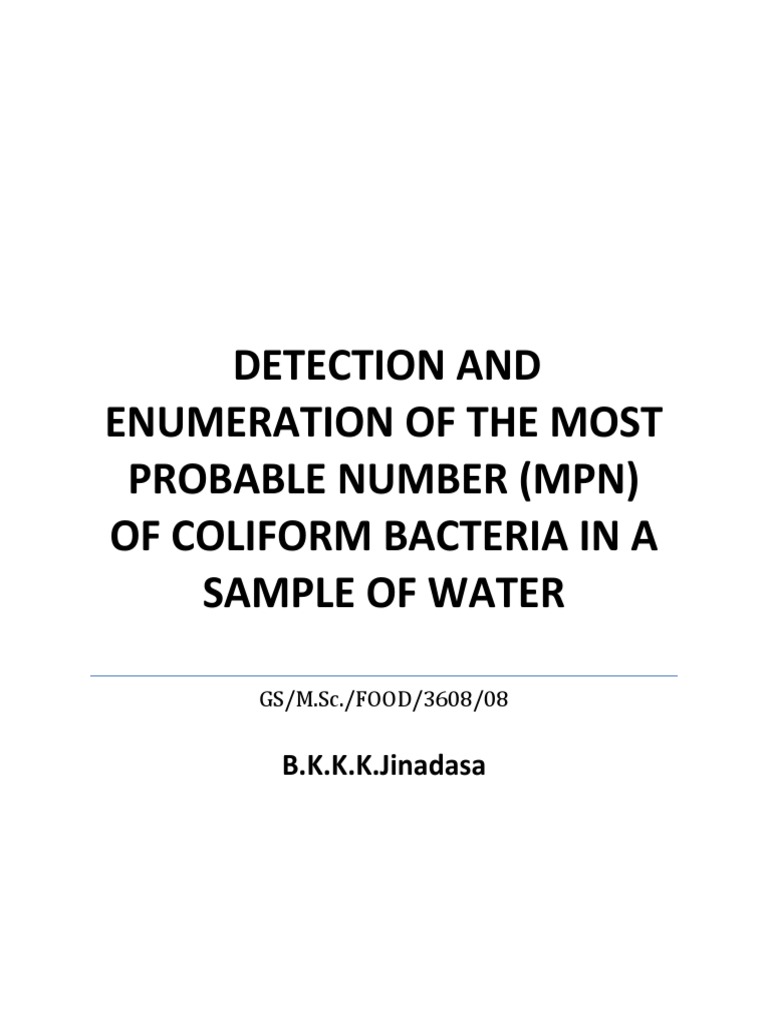 Detection and Enumeration of The MPN | PDF | Biology | Microbiology
