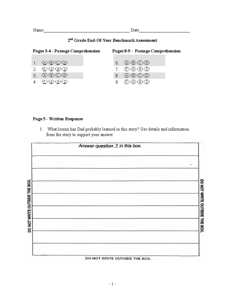2nd End-Of-Year Benchmark Assessment | PDF | Reading Comprehension ...