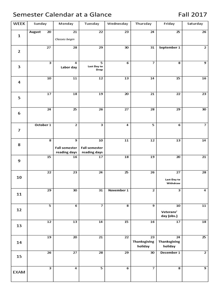 UAlbany Fall 2017 Academic Calendar | PDF | Academic Term | Holidays