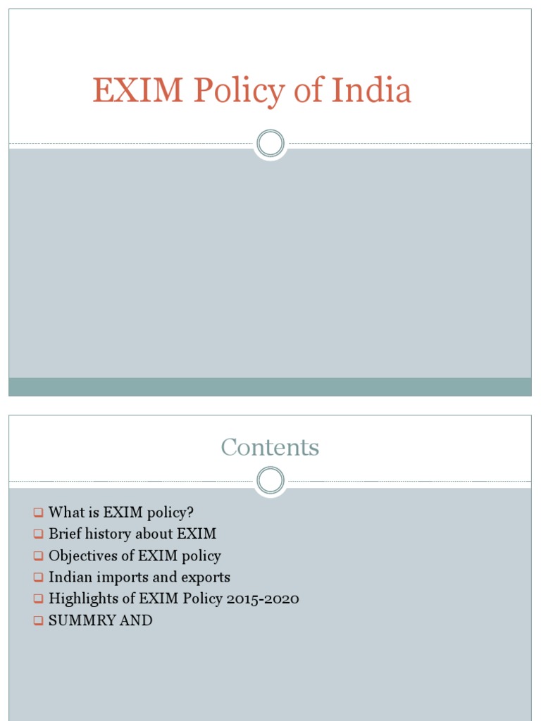 Exim Policy | PDF | Exports | Trade