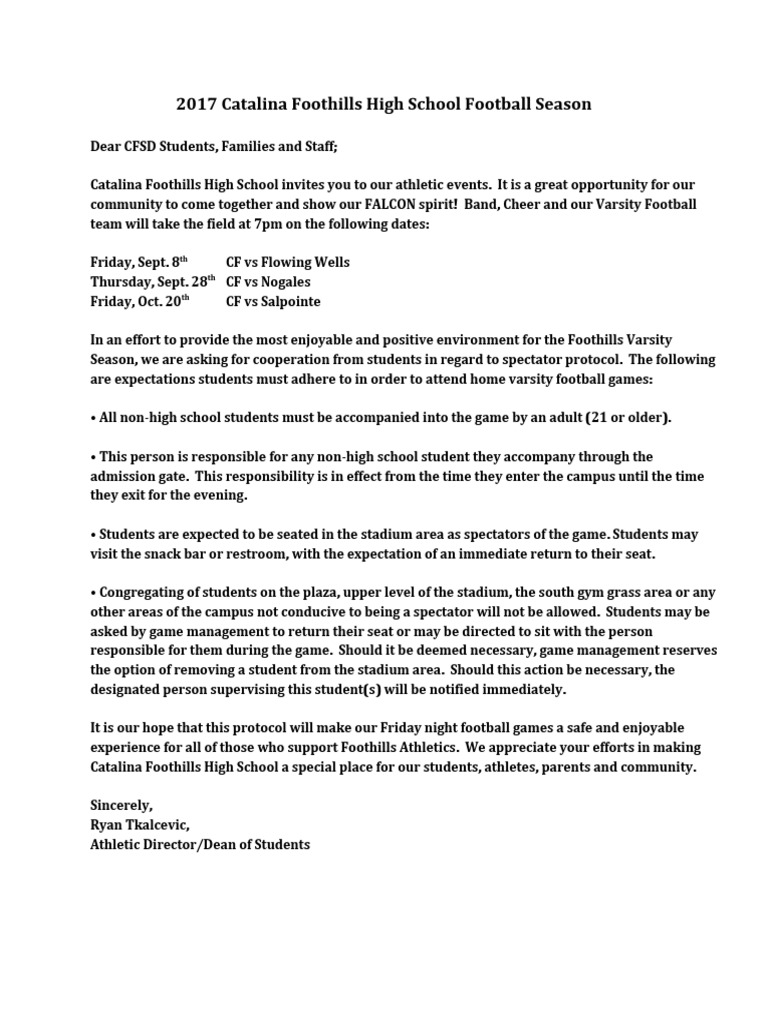 HS Parent Letter | PDF