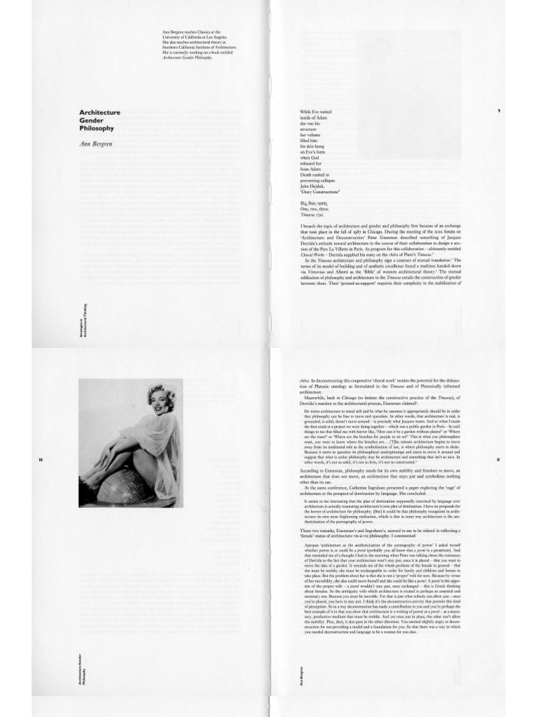 Ann Bergren Architecture Gender Philosophy | PDF