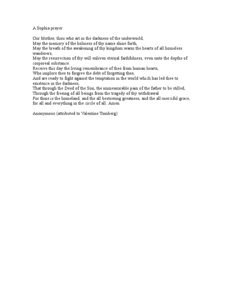 A Sophia Prayer by Valentin Tomberg | PDF | Ancient Mediterranean ...
