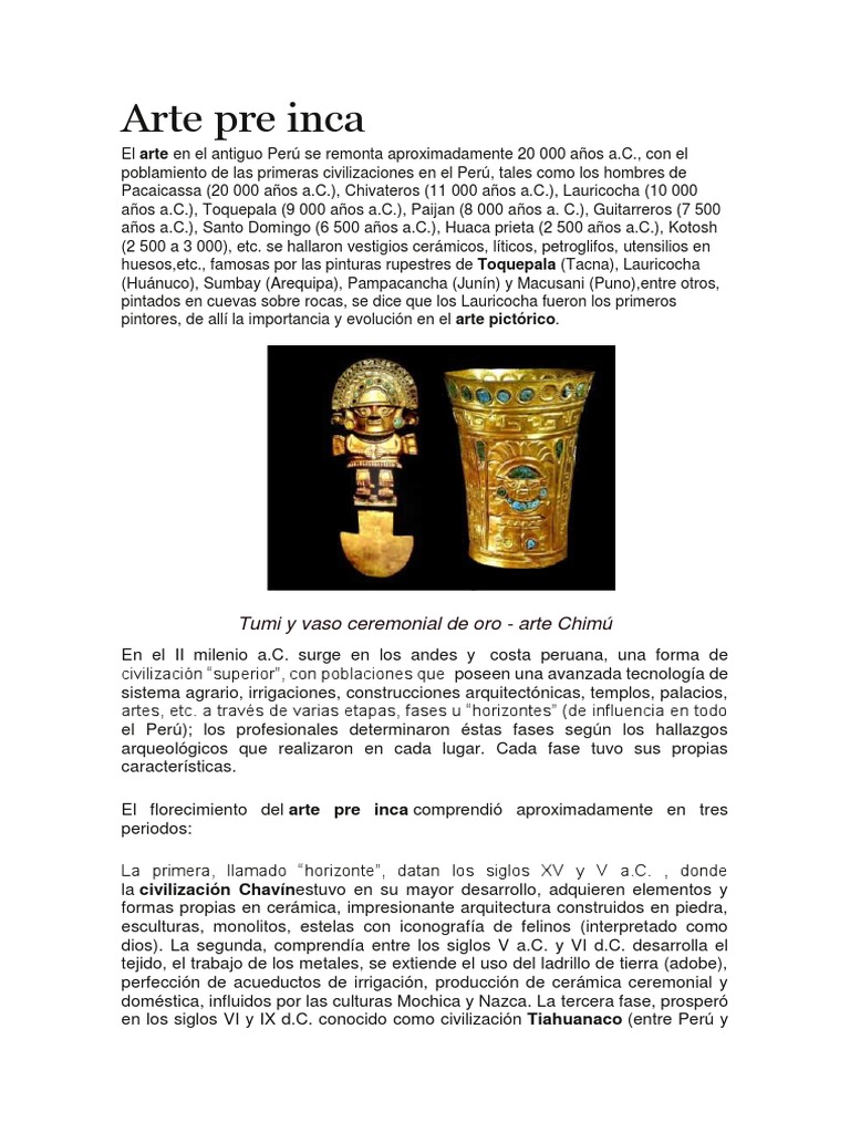 Arte Pre Inca | PDF | Imperio Inca | Perú