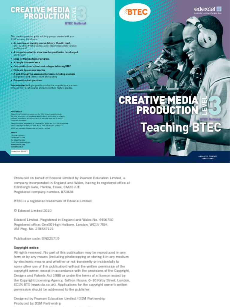 Creative Media Production Level 3 Teaching Btec | PDF | 3 D Computer ...