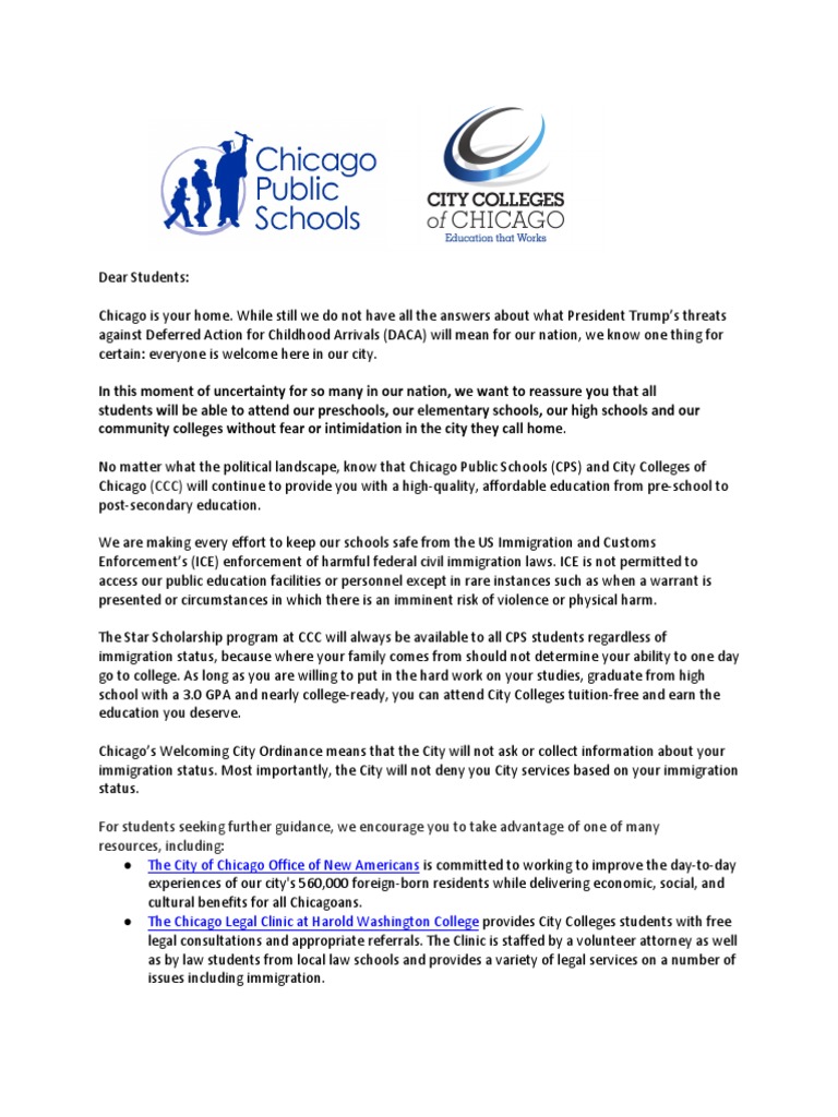 09 07 17 Daca Letter | PDF | Deferred Action For Childhood Arrivals ...