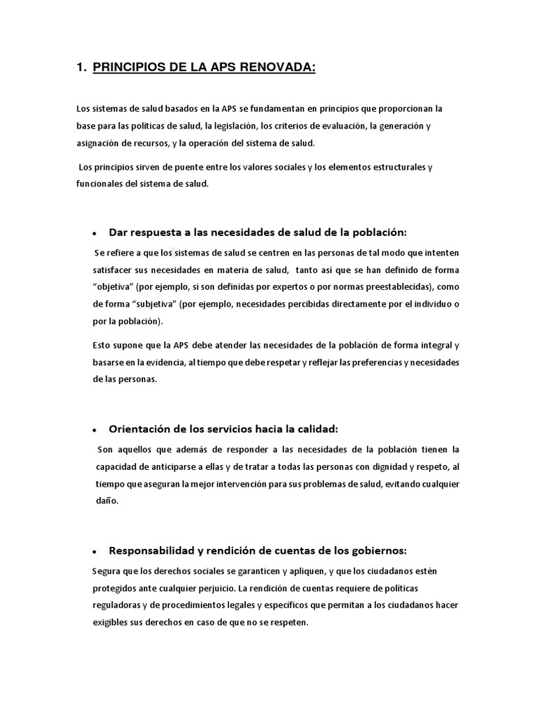 Principios de La Aps Renovada | PDF | Sustentabilidad | Gobierno