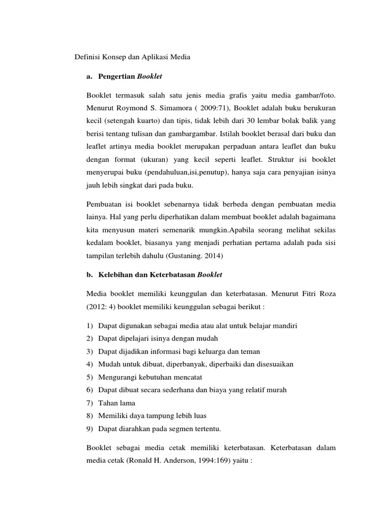 Definisi Konsep Dan Aplikasi Media (Booklet) | PDF