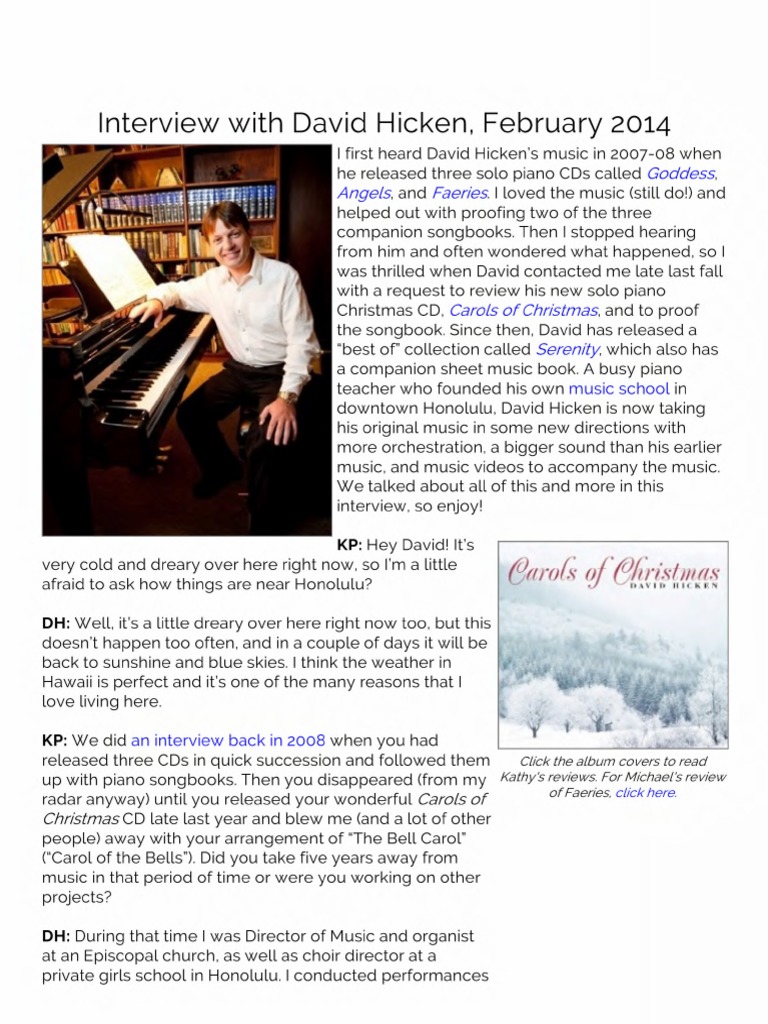 An Interview with David Hicken: Exploring the Evolution of His Musical ...