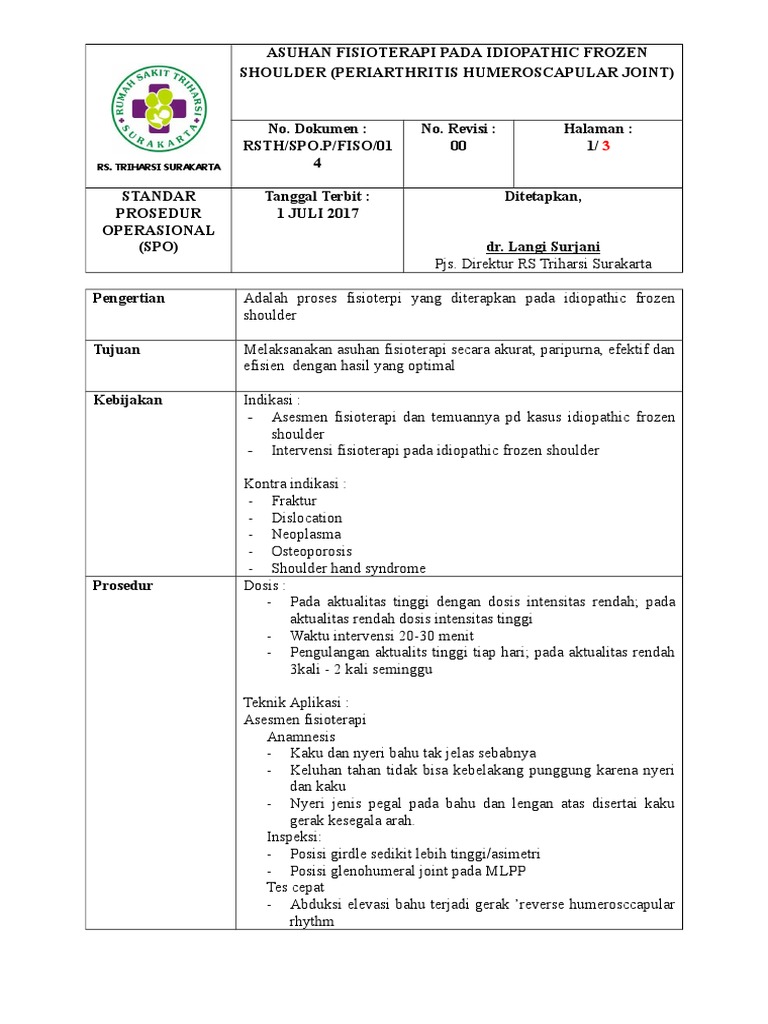 Asuhan Fisioterapi Pada Idiopathic Frozen Shoulder (Periarthritis ...
