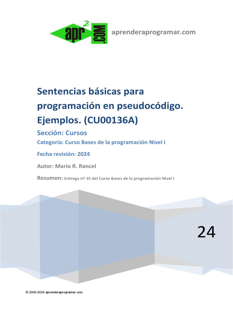 CU00136A Sentencias Basicas Programacion Pseudocodigo Ejemplos | PDF | Programación de ...