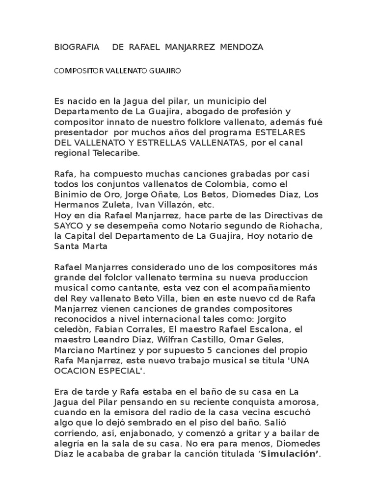 Biografia de Rafael Manjarrez Mendoza | PDF | Cultura (general ...