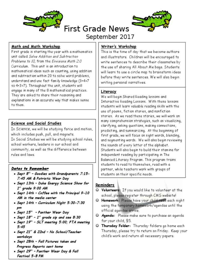 First Grade Curriculum Update: September 2017 | PDF | Reading (Process ...