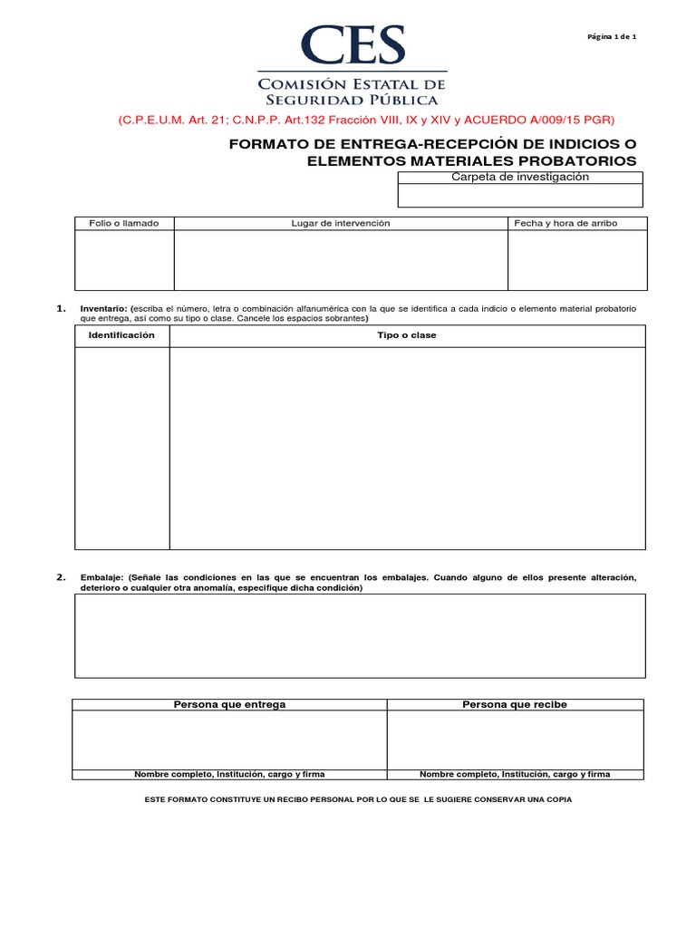 Entrega Recepcion Indicios