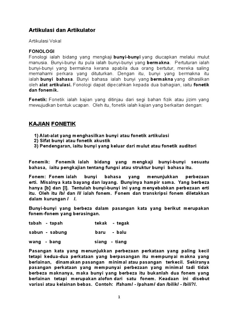Artikulasi Dan Artikulator | PDF