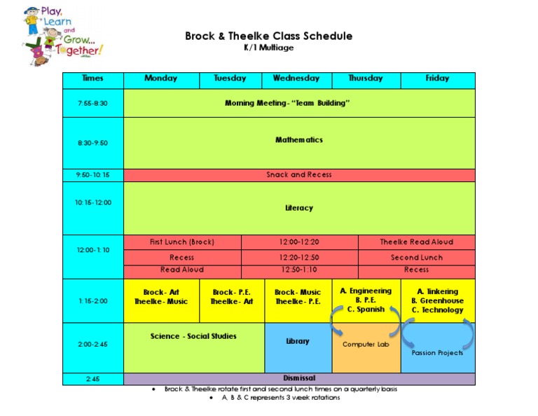 Brock & Theelke K/1 Class Schedule | PDF
