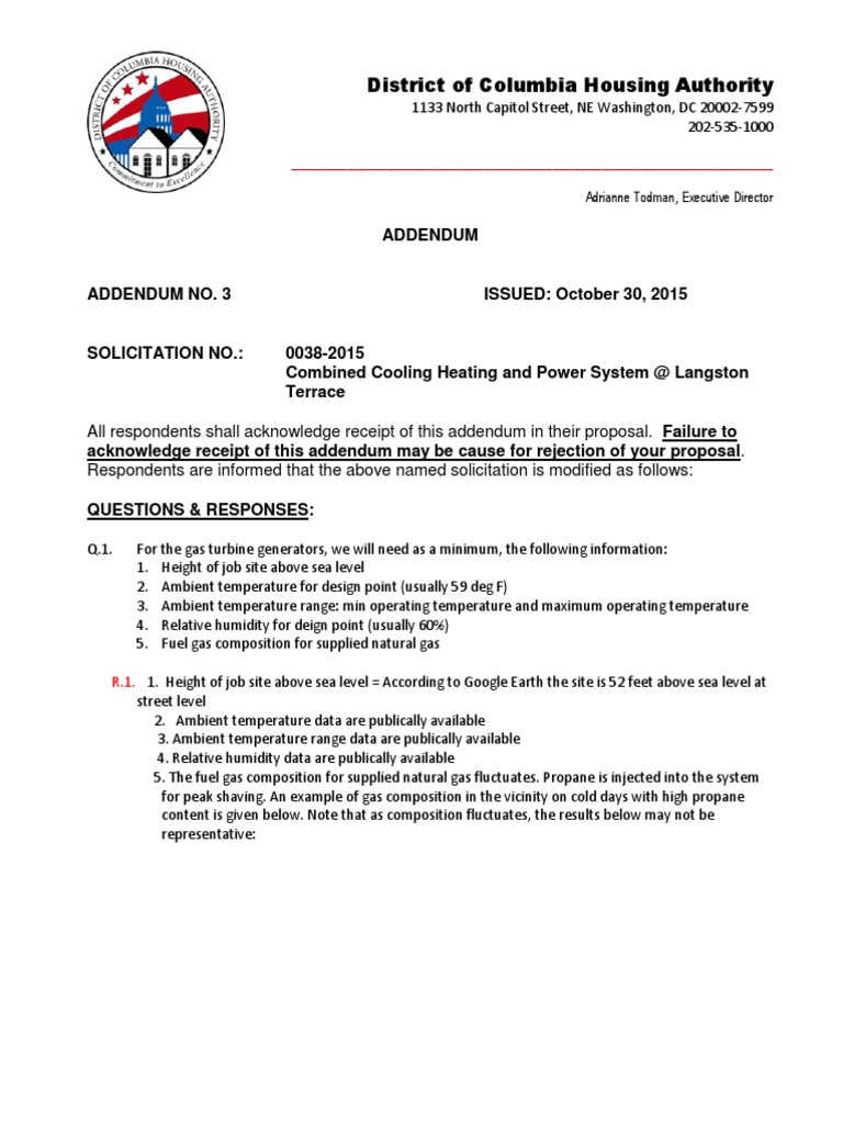 District of Columbia Housing Authority: Addendum | PDF | Water Heating ...