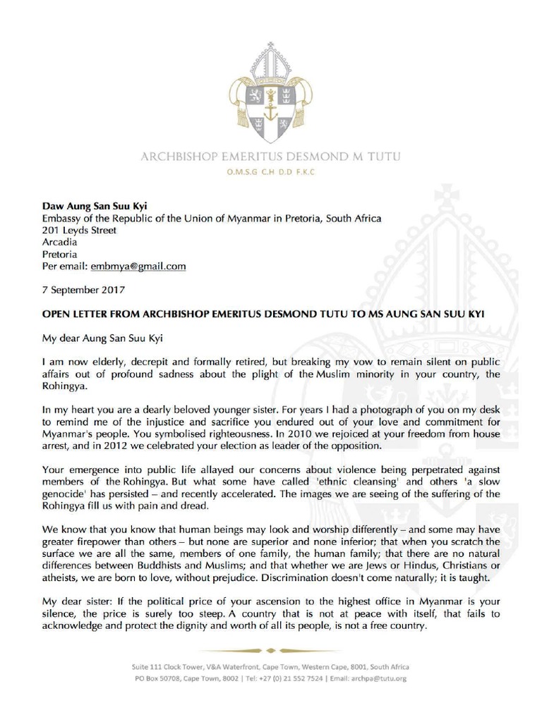 Desmond Tutu Letter