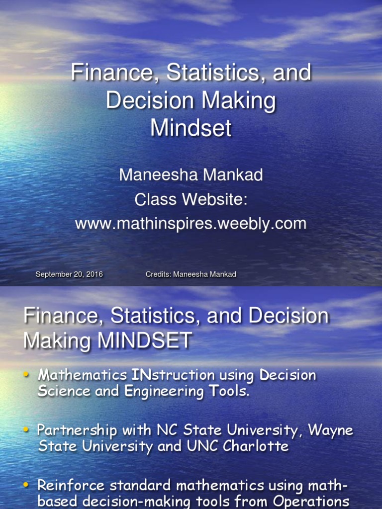 2017-18 Finance Stats Decision Making | PDF | Career & Growth