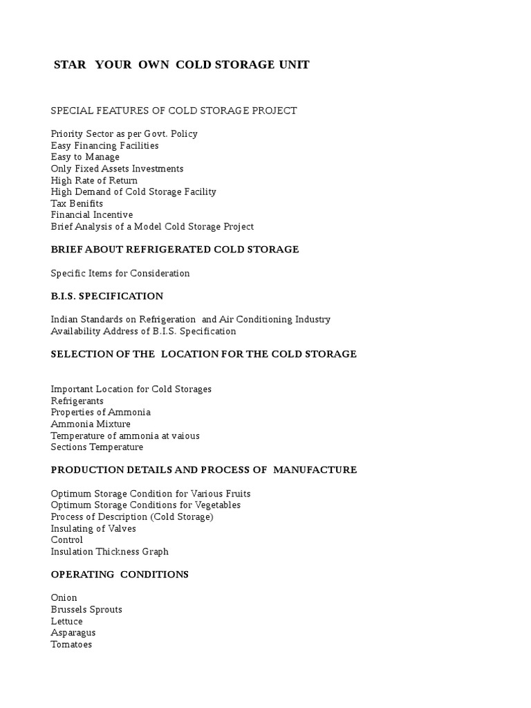 Start Your Own Cold Storage Unit | PDF | Refrigeration | Gas Compressor