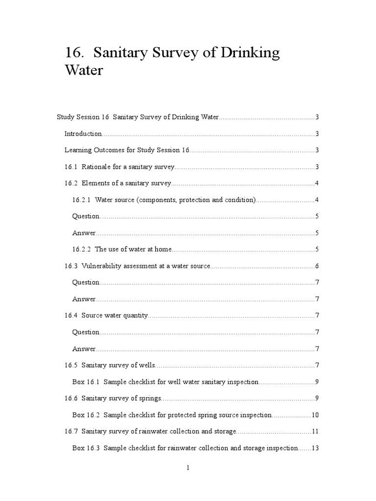 Sanitary Survey of Drinking Water | Download Free PDF | Water Quality ...