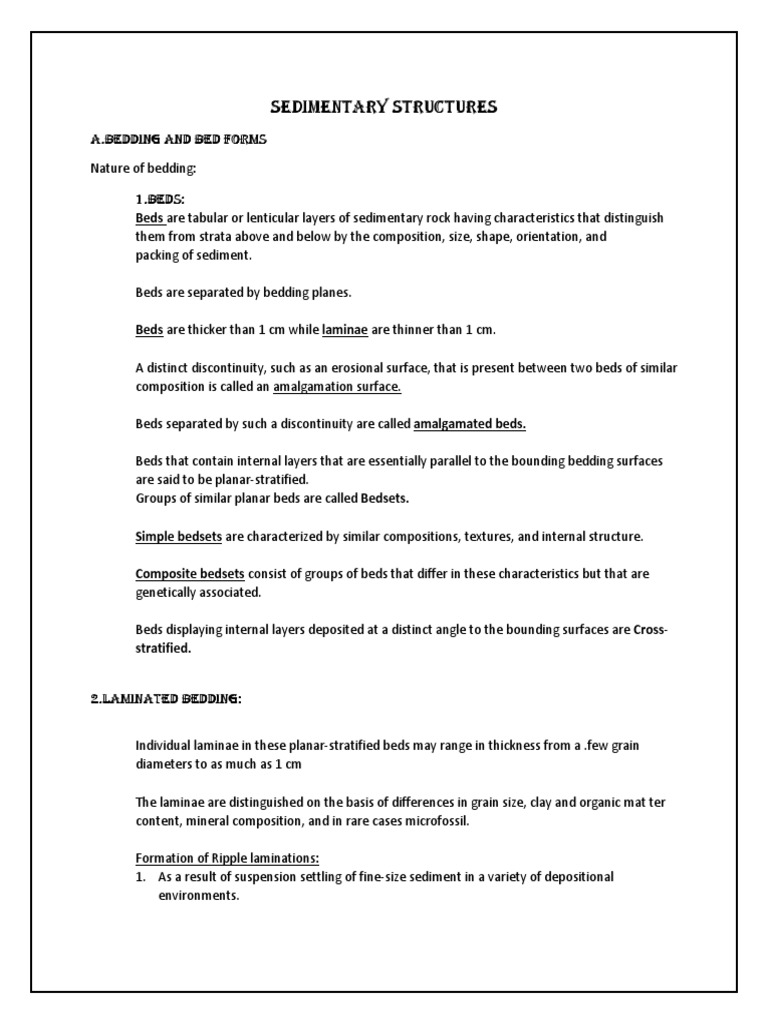 Sedimentary Structures Notes | PDF | Sedimentary Rock | Deposition ...