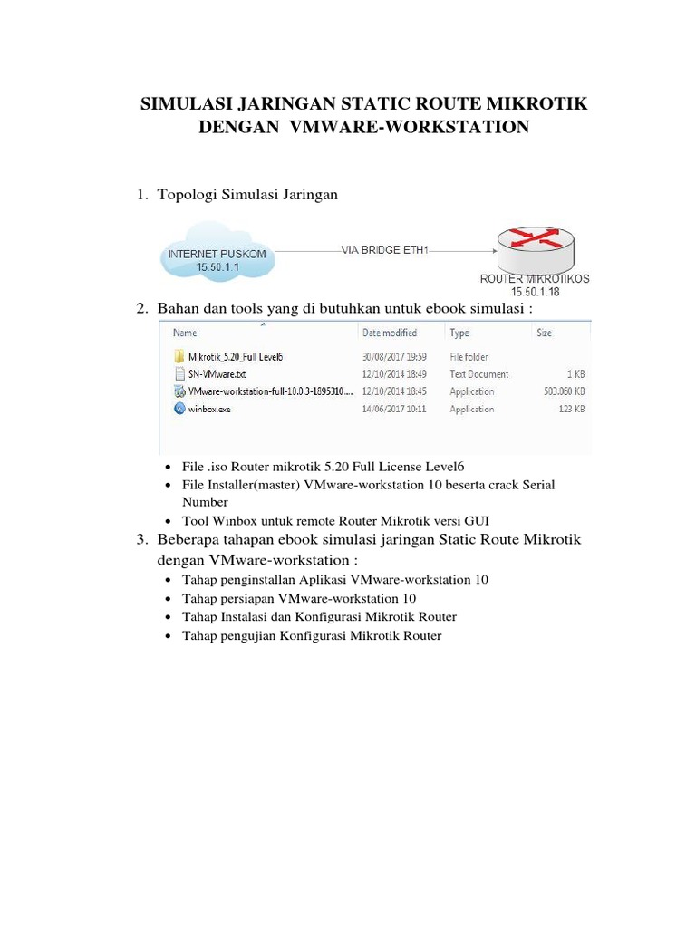 Simulasi Static Route Mikrotik di VMware | PDF | Komputer