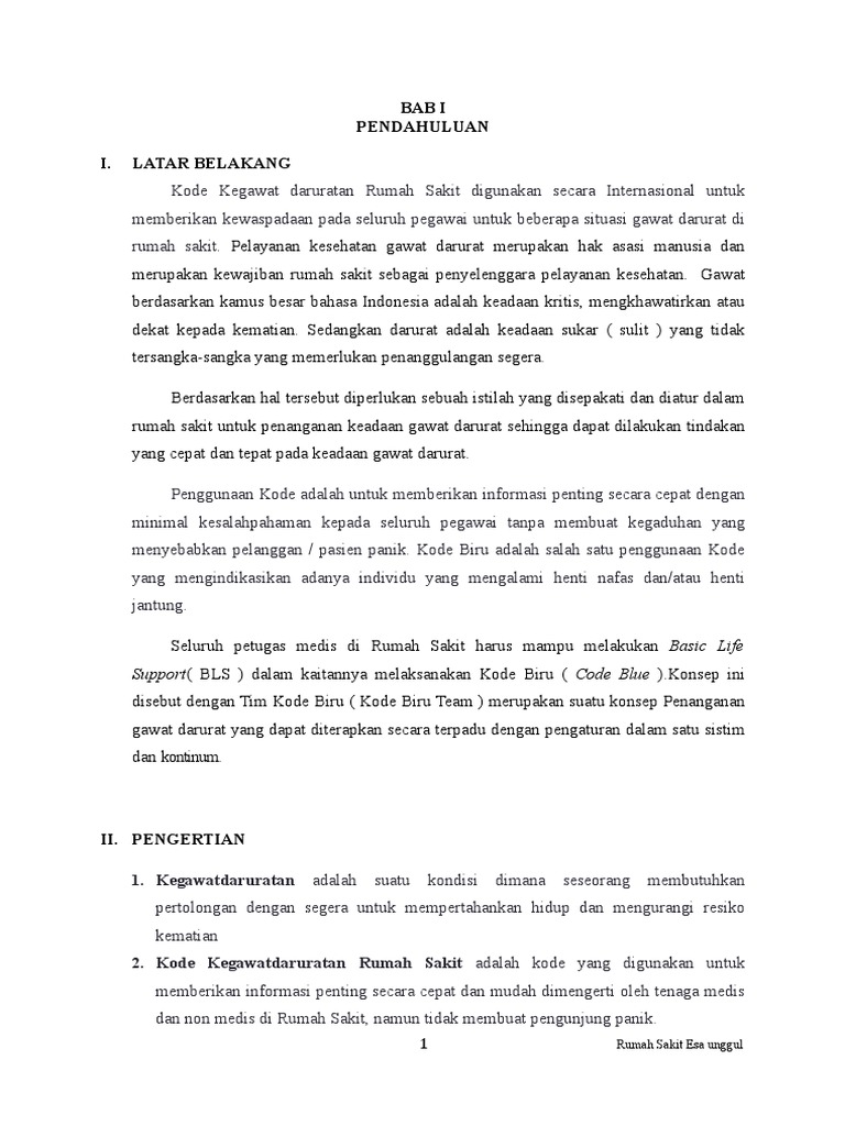 Panduan Kode Biru (Contoh) - 1 | PDF | Kesehatan Holistik