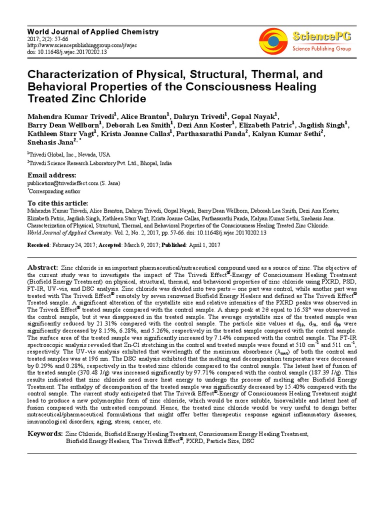 Trivedi Effect - Characterization of Physical, Structural, Thermal, and ...