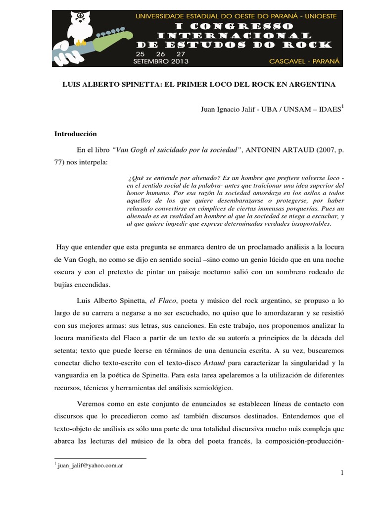 Manifiesto Spinetta 1973 | PDF | Comunicación | Ciencia cognitiva