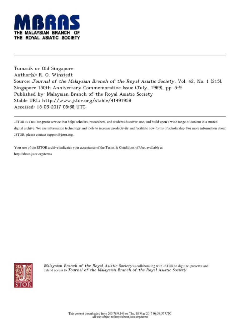 Tumasik or Old Singapore | PDF