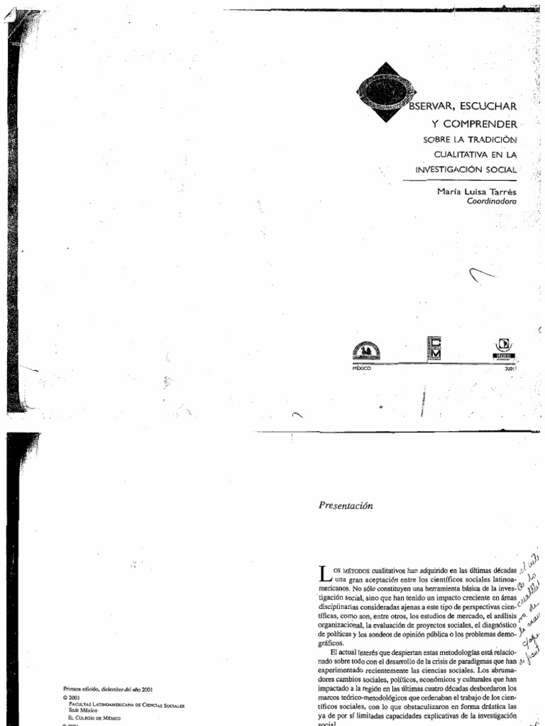 Observar, Escuchar y Comprender, Maria Luisa Tarres | PDF Observar, Escuchar y Comprender, Maria Luisa Tarres | PDF