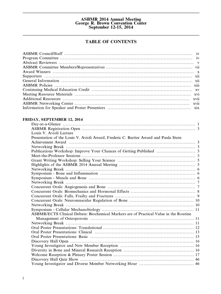 ASBMR 14 Onsite Program Book FINAL | PDF | Bone | Osteoporosis