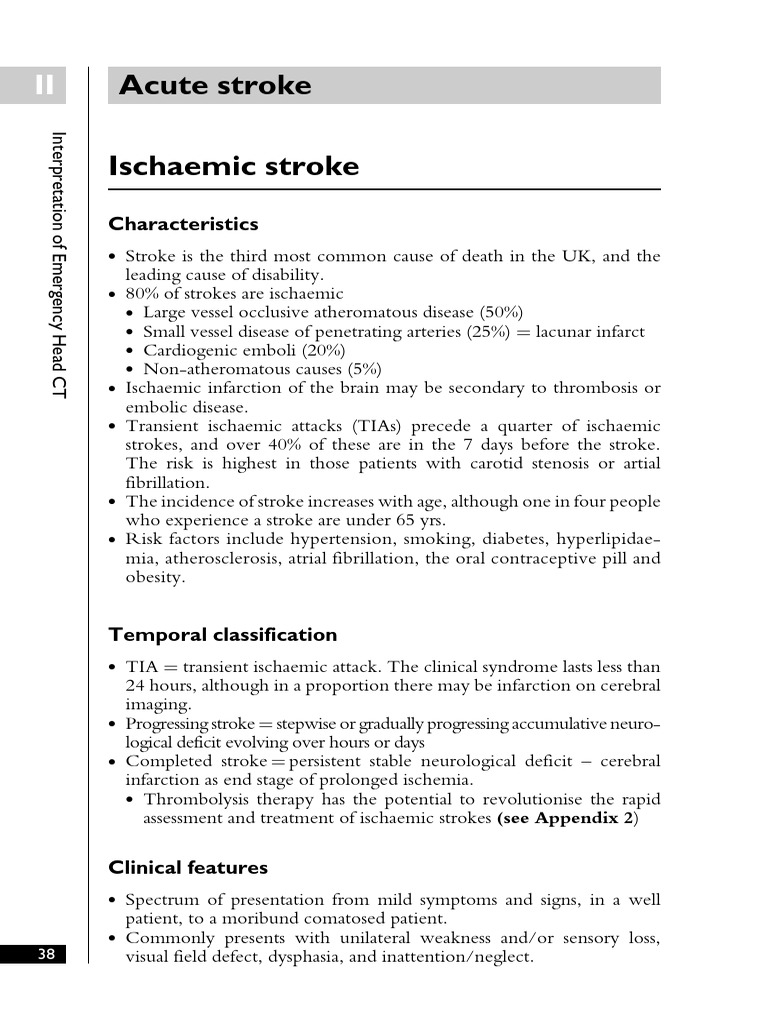 Interpretation of Head CT Scan Ischaemic Stroke | PDF | Stroke | Ischemia